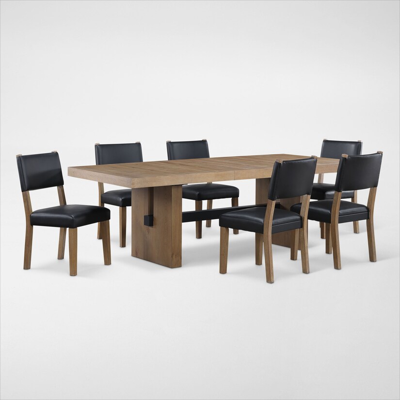 Auburn Dining Table and 6 Upholstered Dining Chairs | Value City Furniture