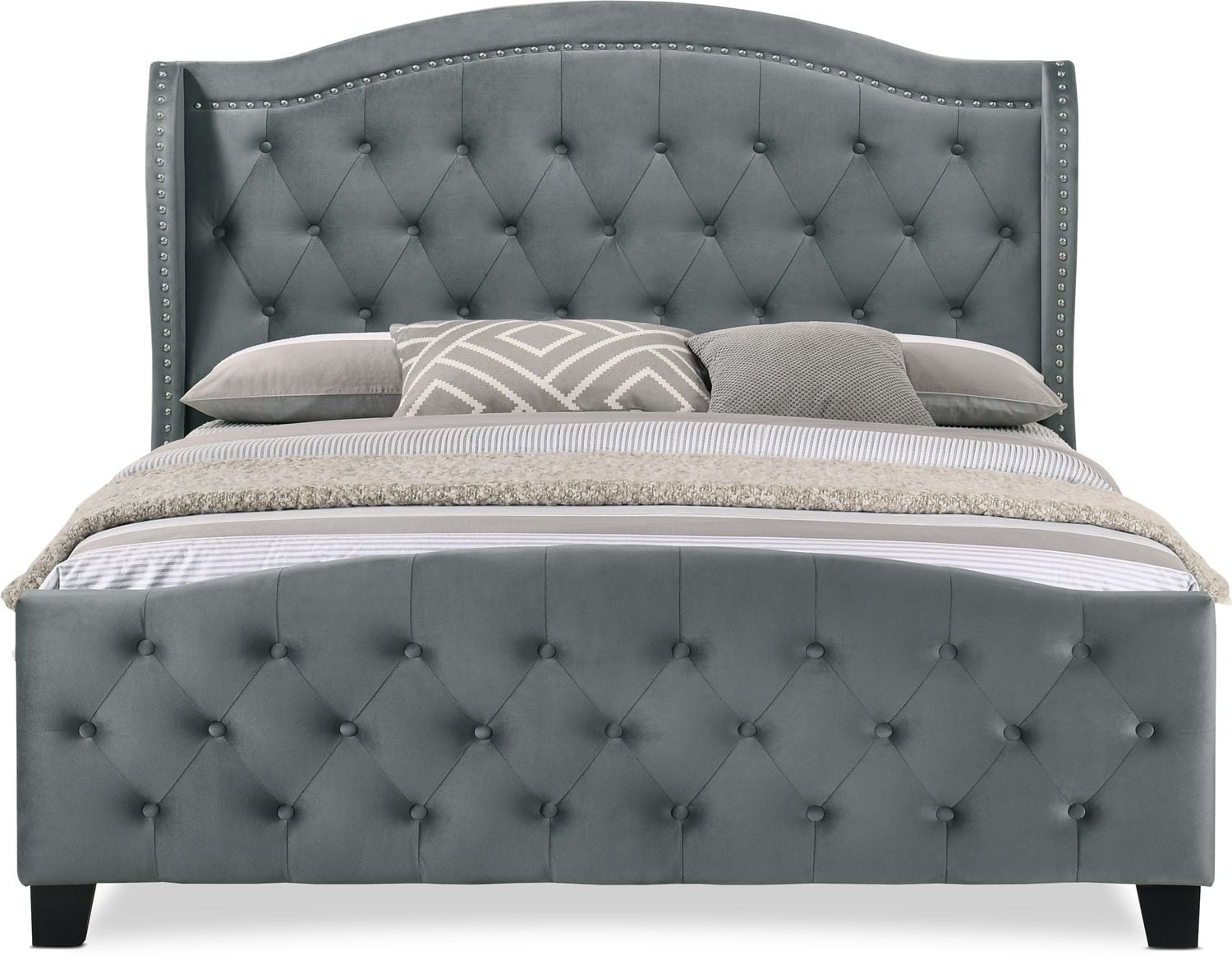Audrey Queen Upholstered Bed Gray Velvet Value City Furniture