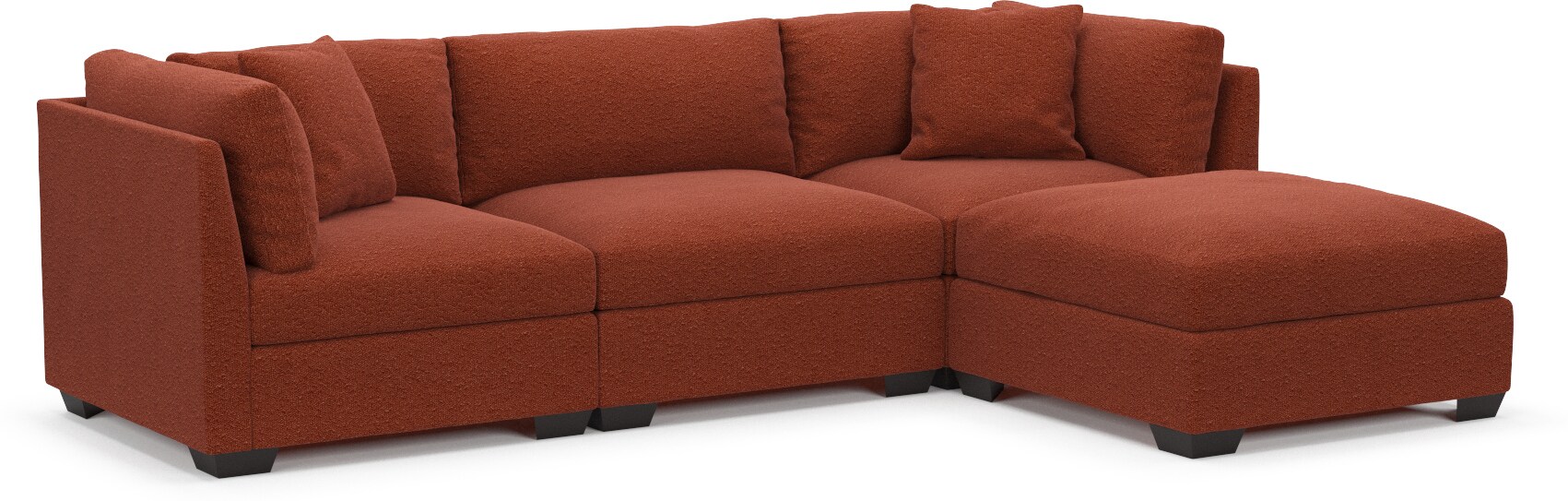 Beckham Hybrid Comfort 3-Piece Sectional and Ottoman - Bloke Clay ...