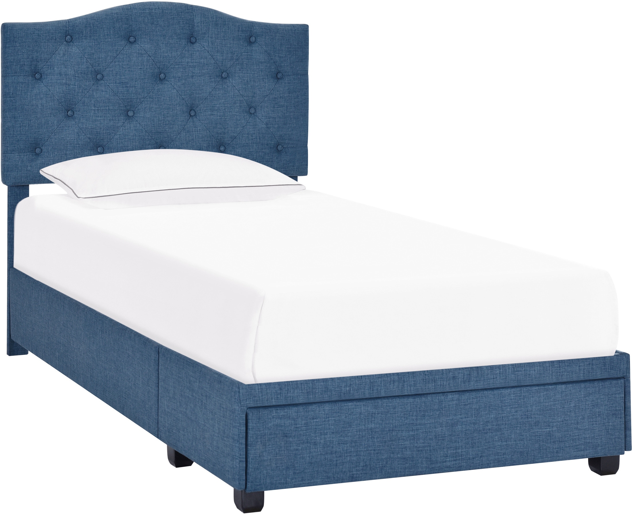 Billie Twin Upholstered Storage Bed - Blue | Value City Furniture