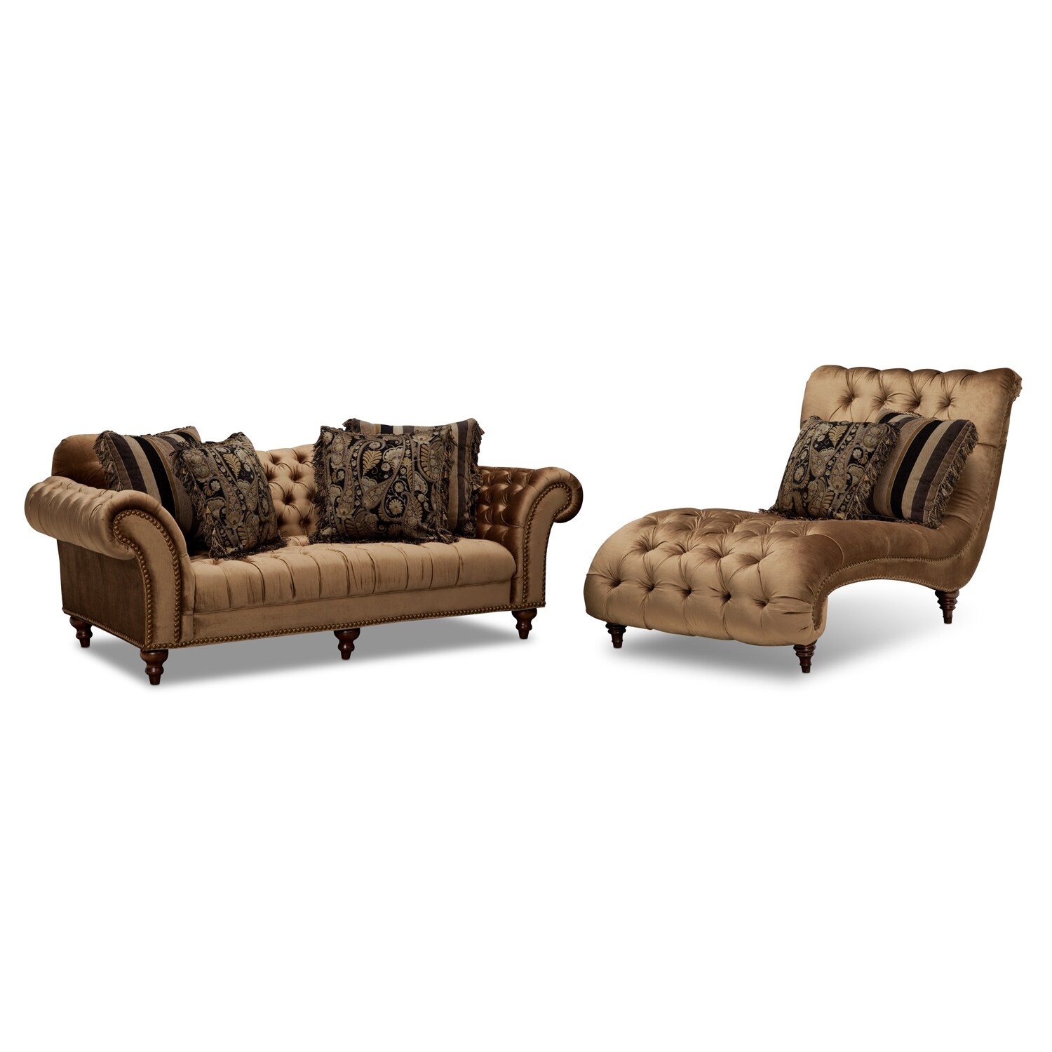 Brittney Sofa and Chaise Set in Bronze American Signature Furniture