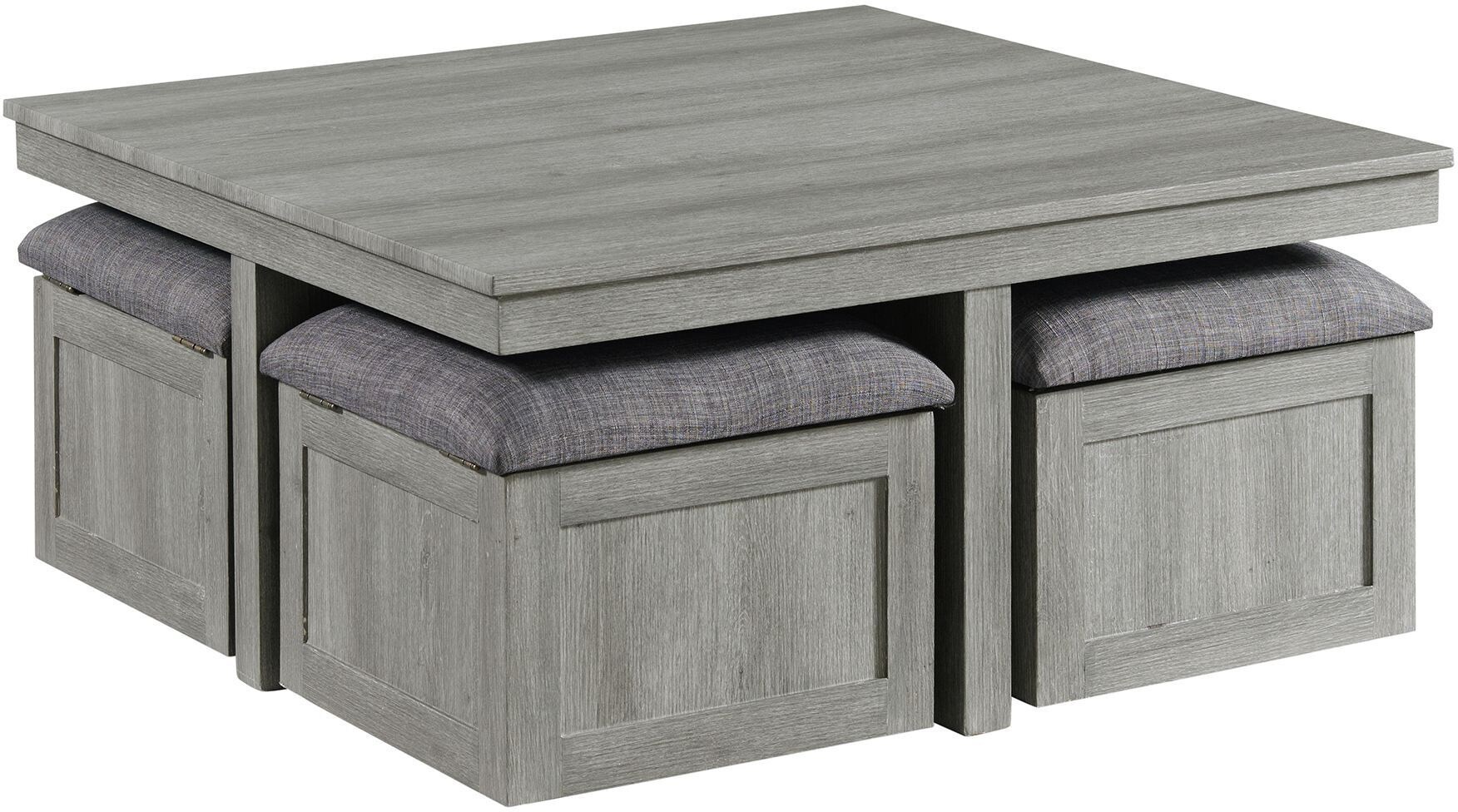 Reba Coffee Table with Four Storage Stools | Value City Furniture
