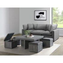 Reba Coffee Table with Four Storage Stools | Value City Furniture