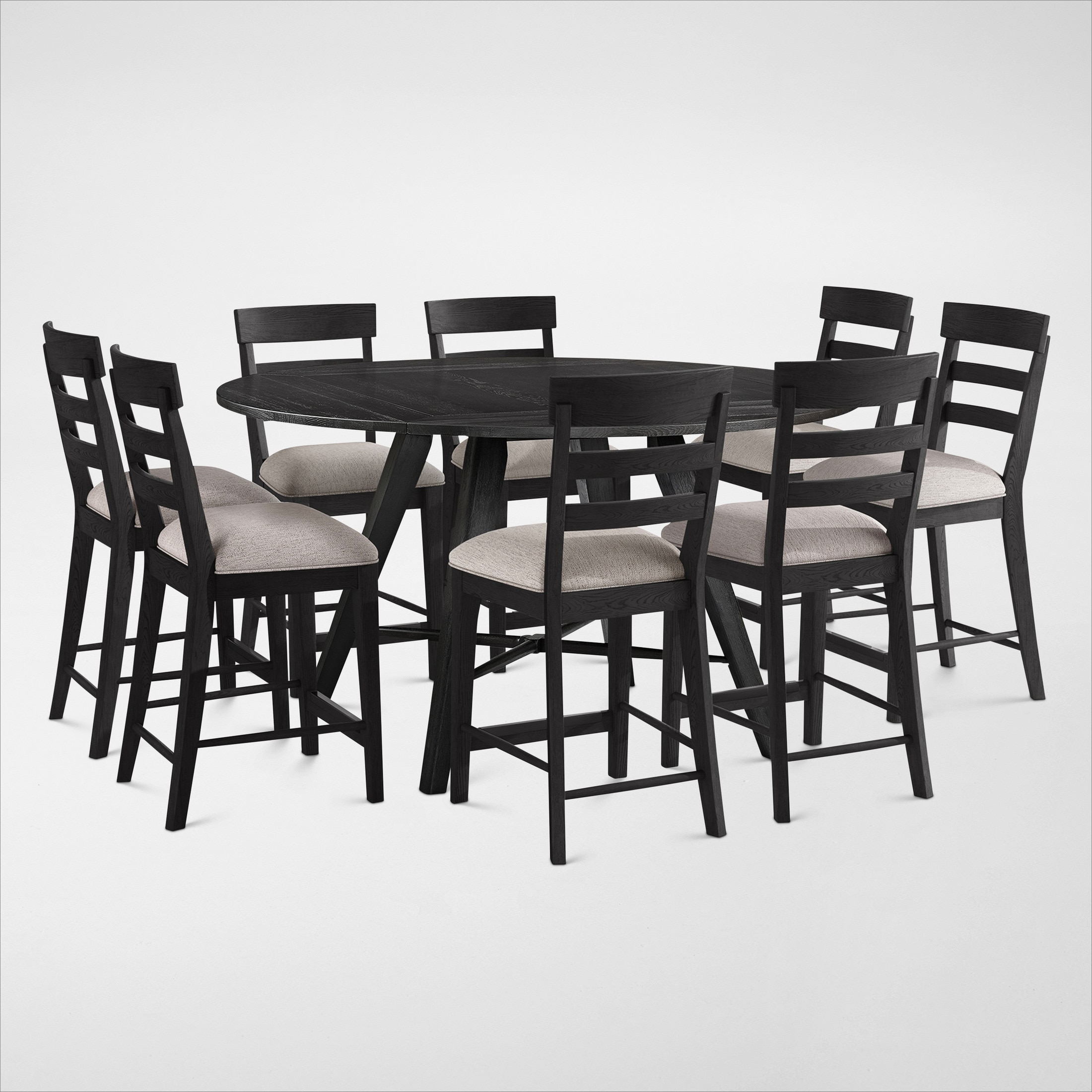Hayward Convertible Counter Height Dining Table 8 Ladder Back Stools