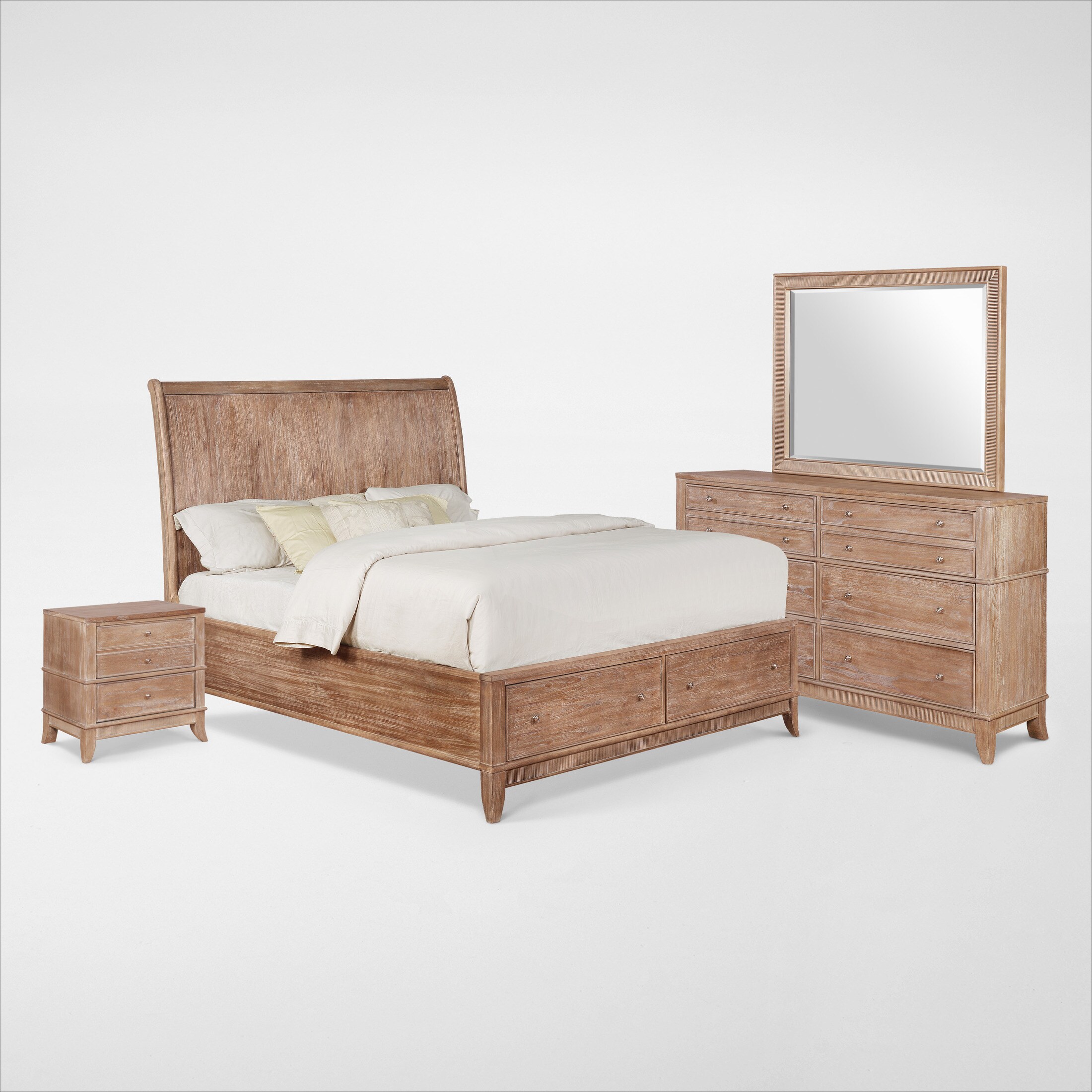 Hazel 6-Piece Queen Bedroom Set with 2-Drawer Nightstand, Dresser and Mirror - Latte | Value ...
