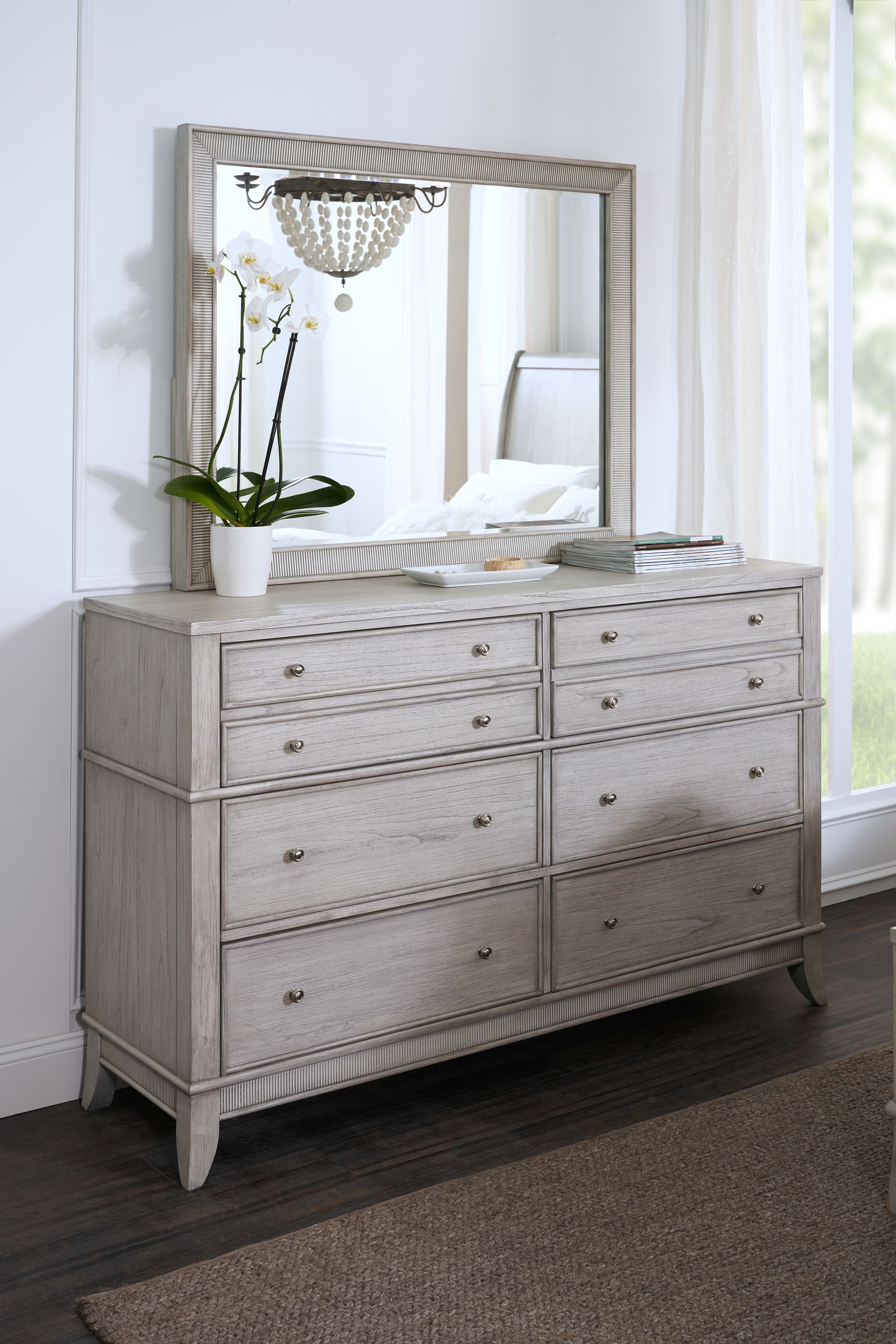 Hazel Dresser and Mirror Water White