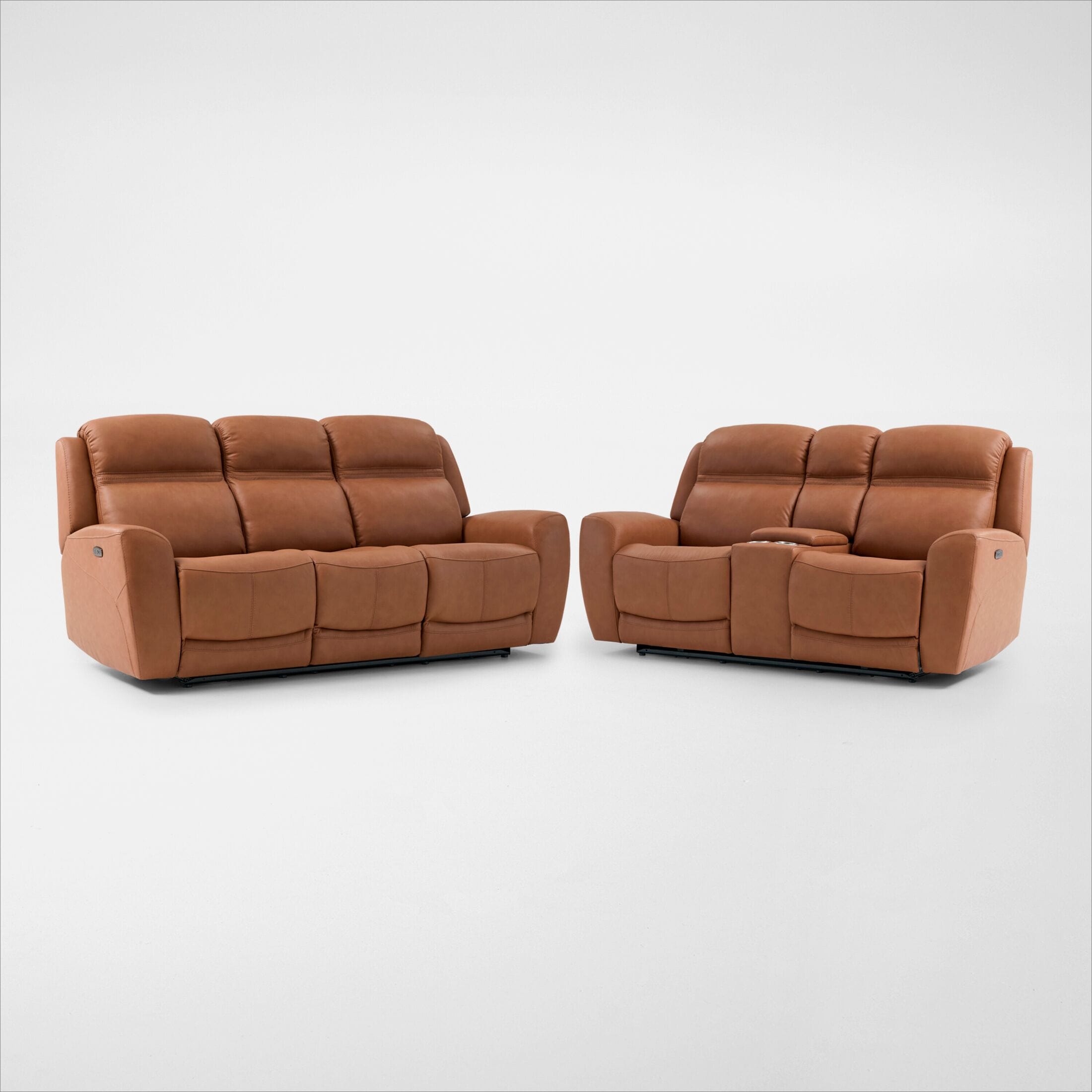 Kenyon Dual Power Reclining Sofa and Loveseat with Console Set