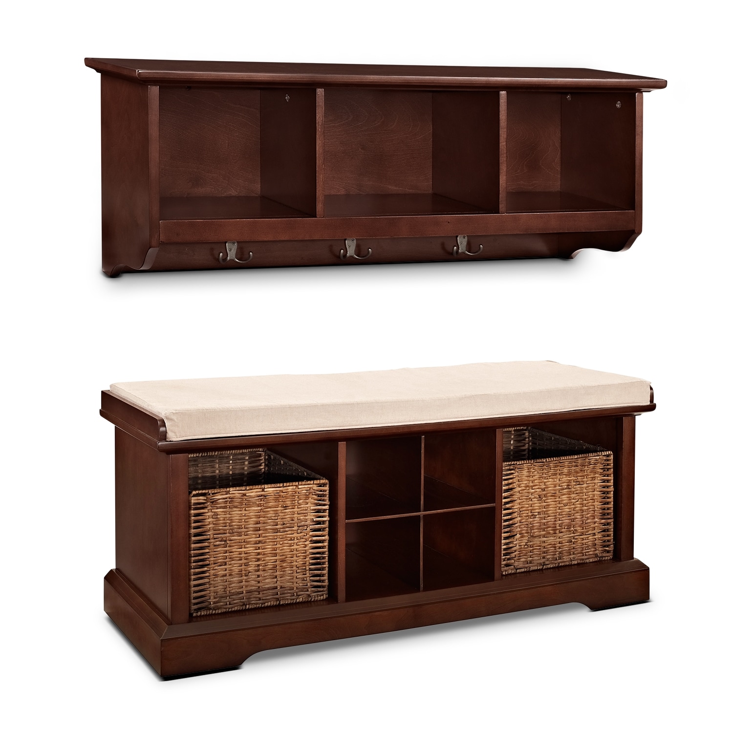 Levi 2-Piece Entryway Set - Mahogany | Value City Furniture