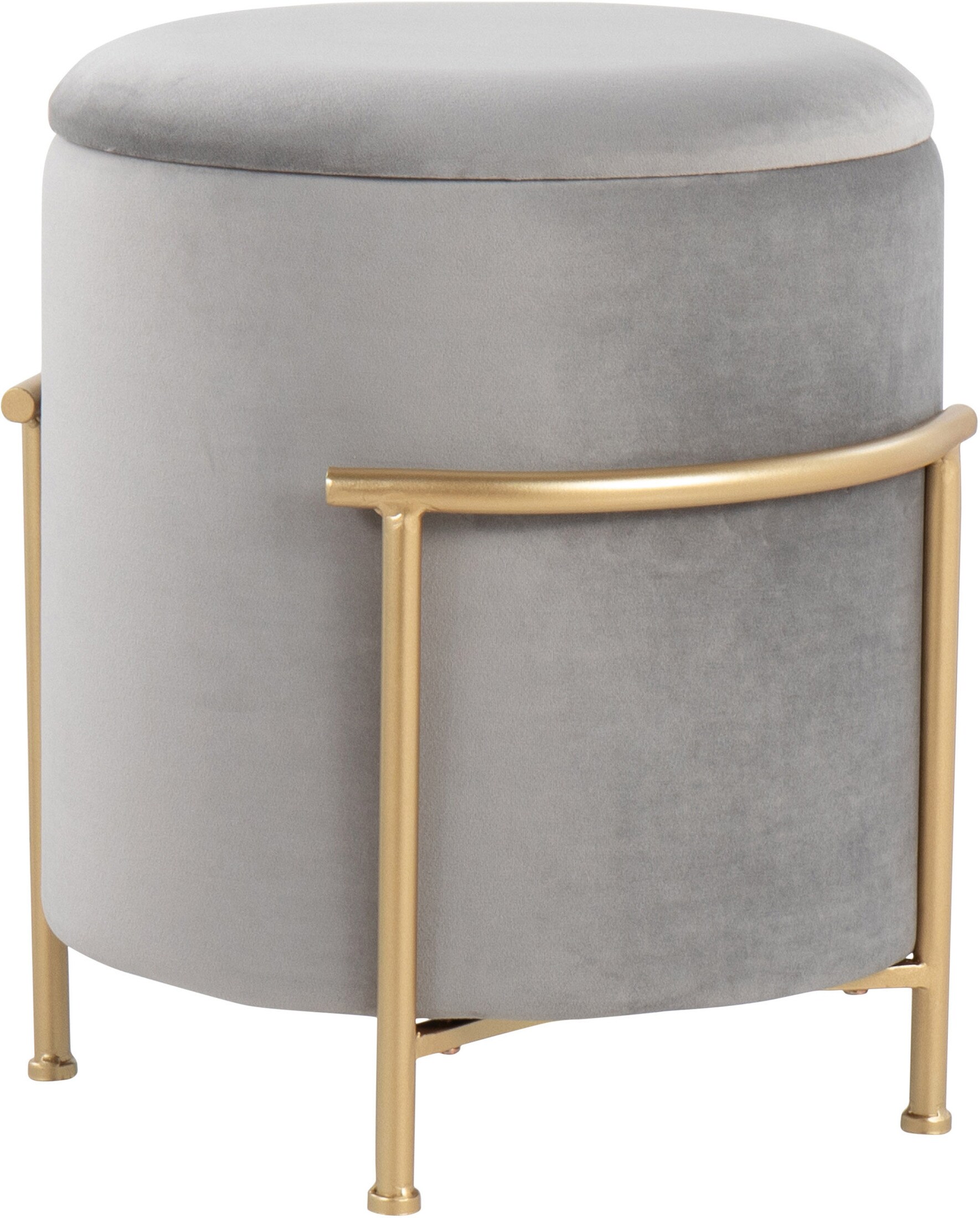 Marquis Storage Ottoman - Gray/Gold | Value City Furniture