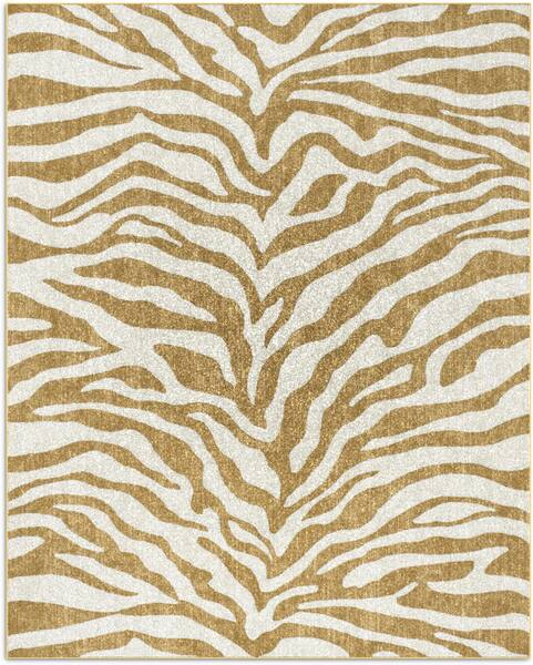 Marty 8' x 10' Area Rug-Gold/Ivory Zebra | Value City Furniture