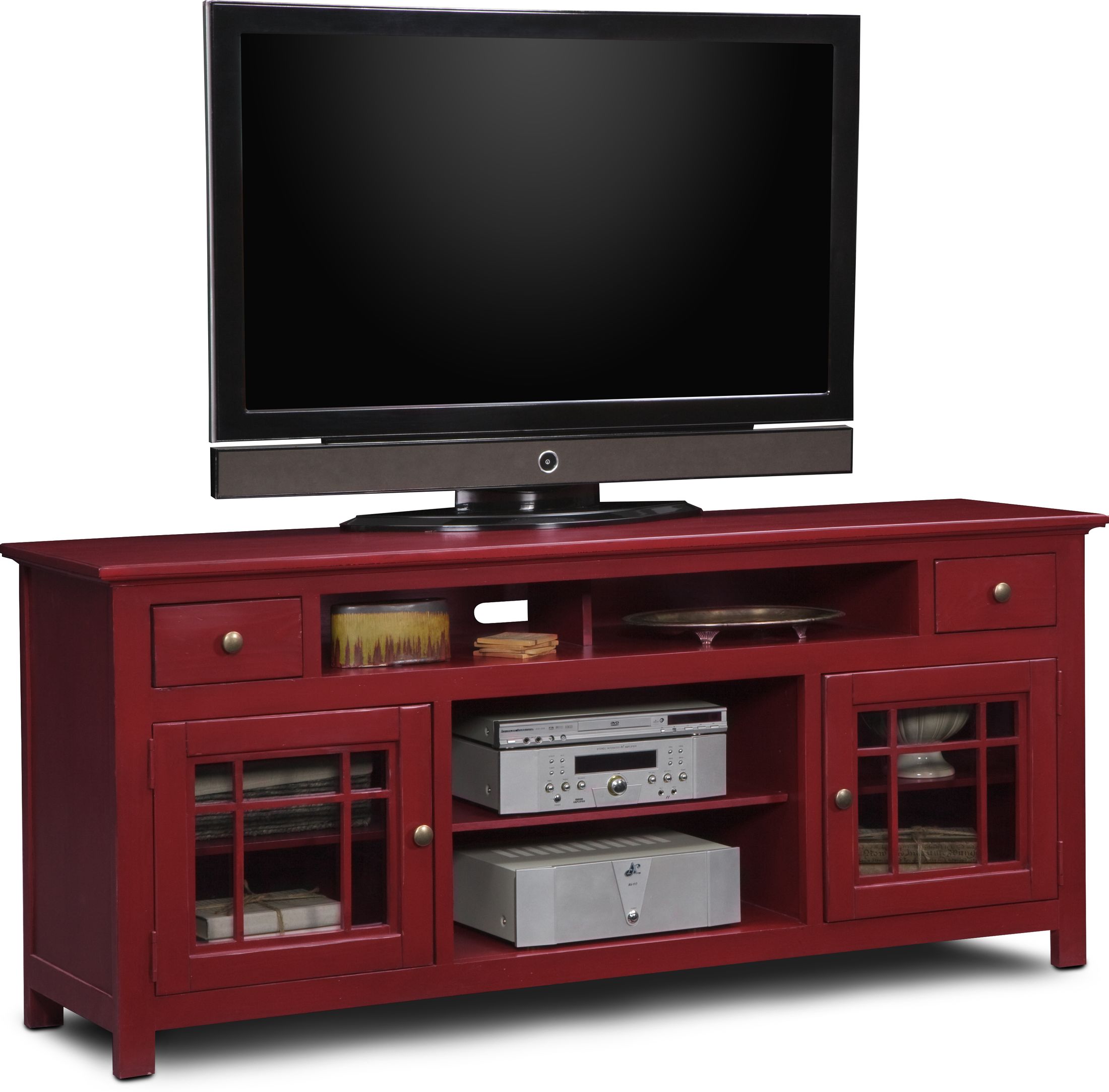 Merrick 74" TV Stand - Red | Value City Furniture