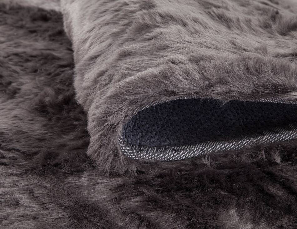 Faux Mink Fur Area Rug - Charcoal | Value City Furniture