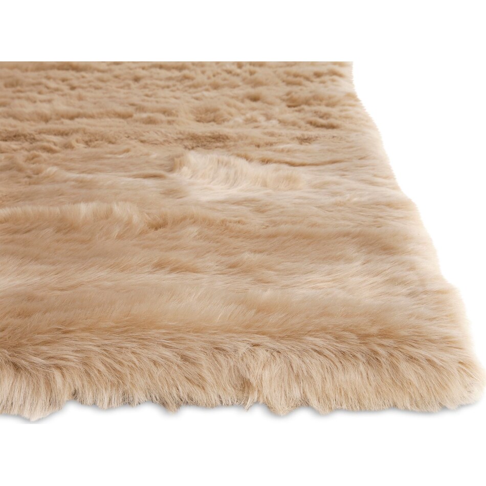 Faux Mink Fur Area Rug - Tan | Value City Furniture