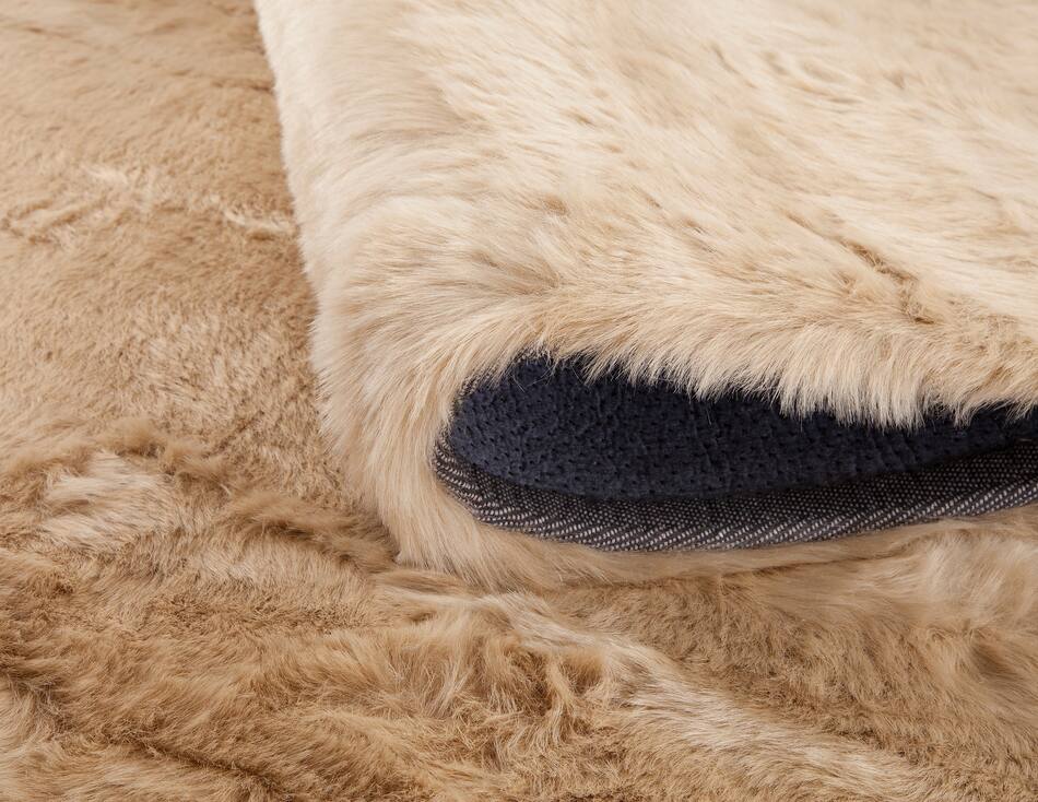 Faux Mink Fur Area Rug - Tan | Value City Furniture