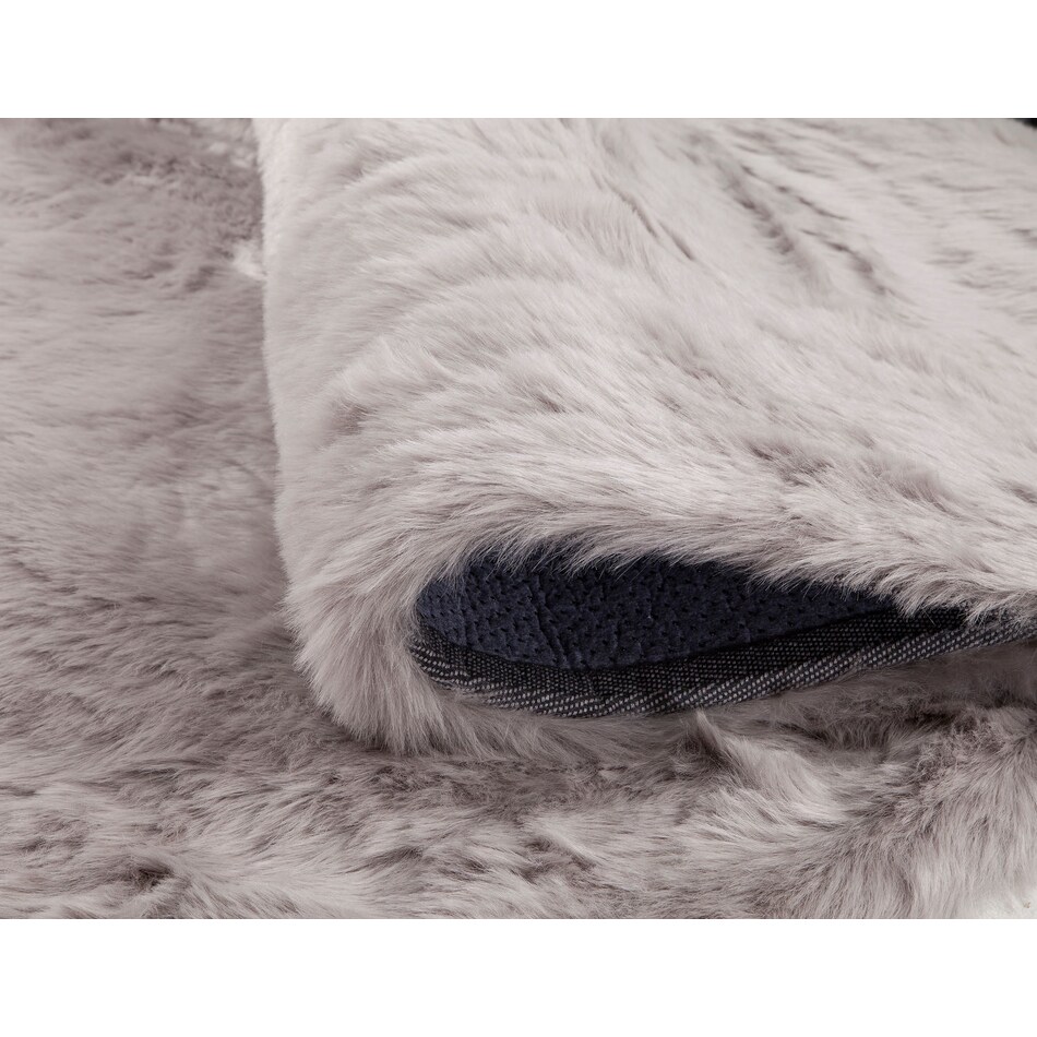 Faux Mink Fur Area Rug - Silver | Value City Furniture