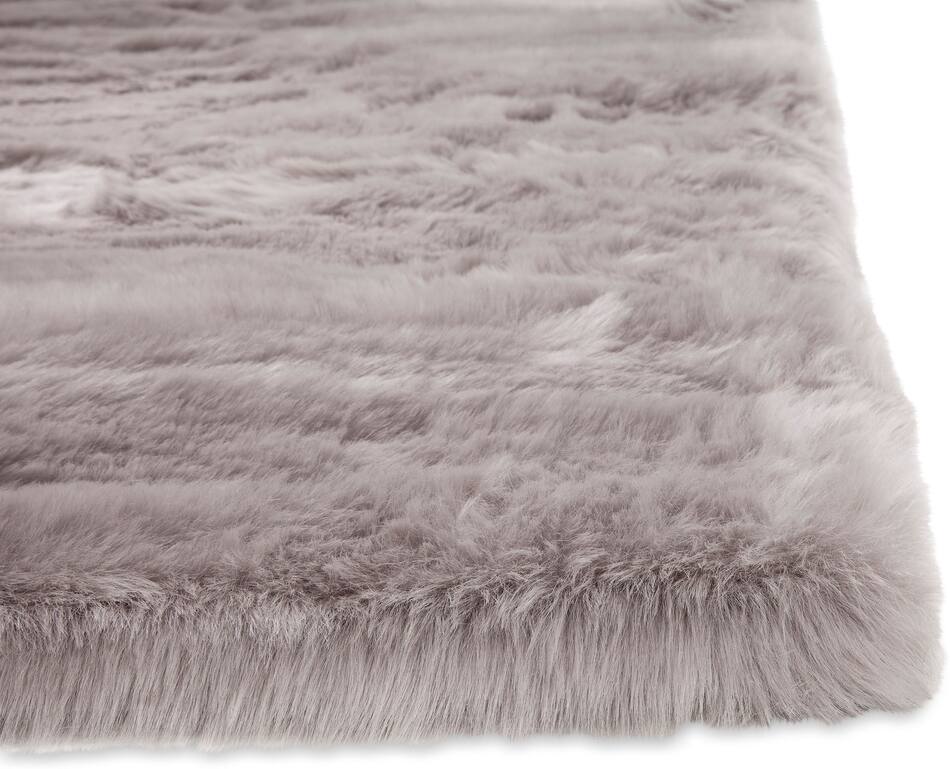 Faux Mink Fur Area Rug - Silver | Value City Furniture
