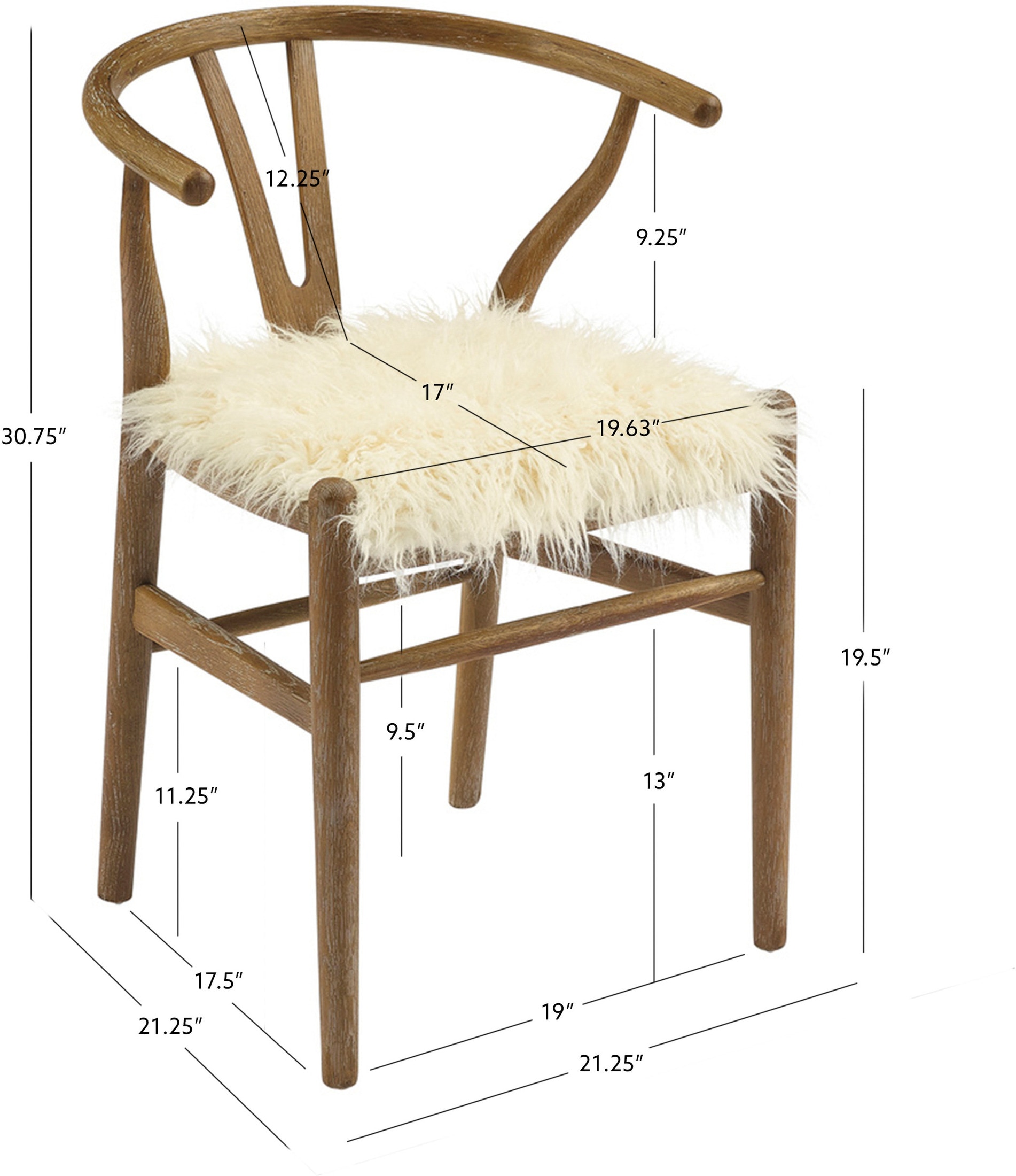 Monarch Wishbone Accent Chair Brown and Cream