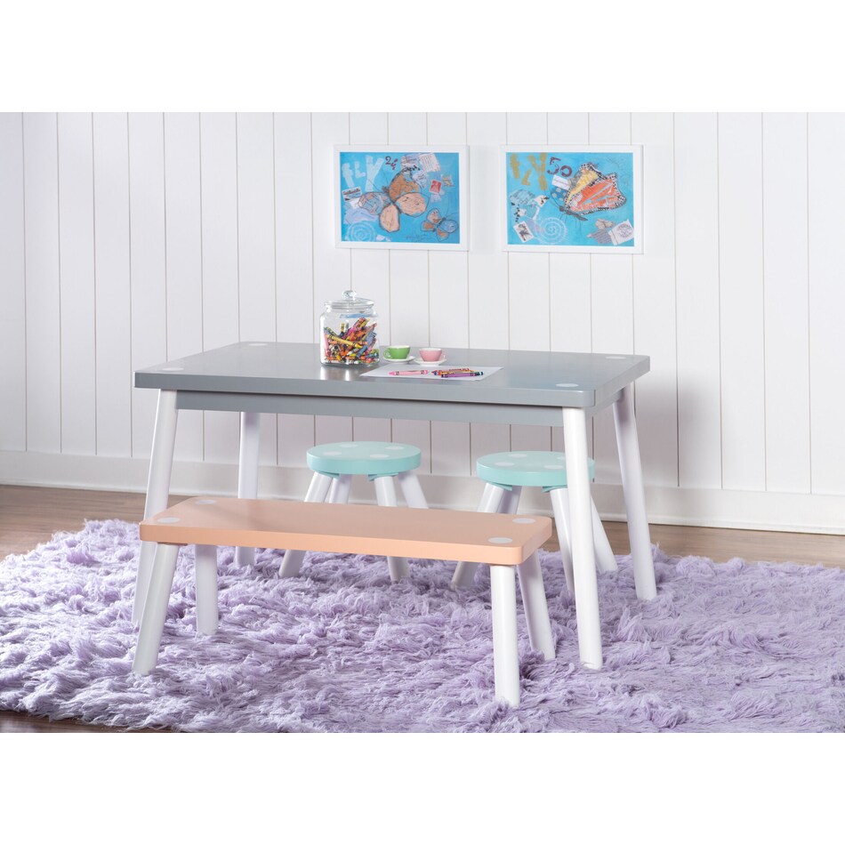 Pastel Table, 2 Stools and Bench | Value City Furniture