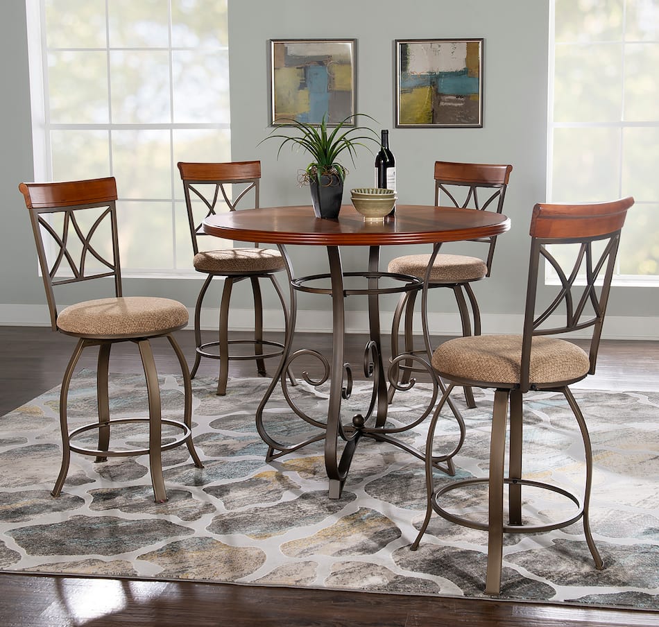 Rosedale 5-Piece Counter-Height Dining Set with 4 Swivel Stools | Value ...