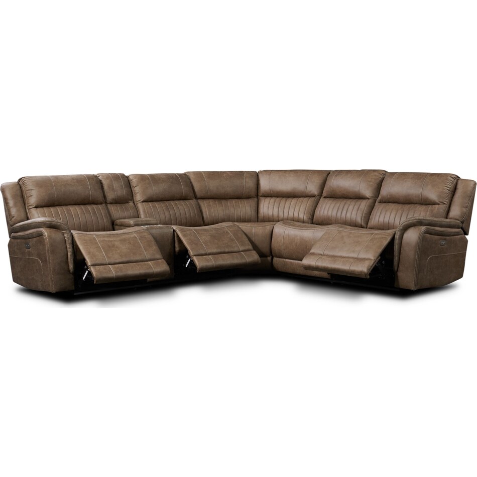 Samson 3-Piece Power Reclining Sectional - Mushroom | Value City Furniture
