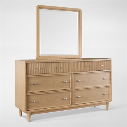 Santa Monica 6-Piece Upholstered Bedroom Set with Dresser, Mirror and ...