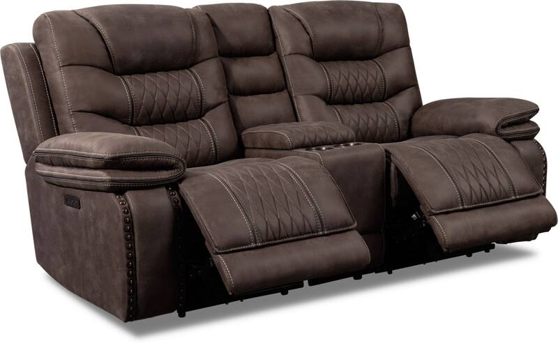 Sorrento Dual-Power Reclining Sofa and Loveseat Set - Brown | Value ...