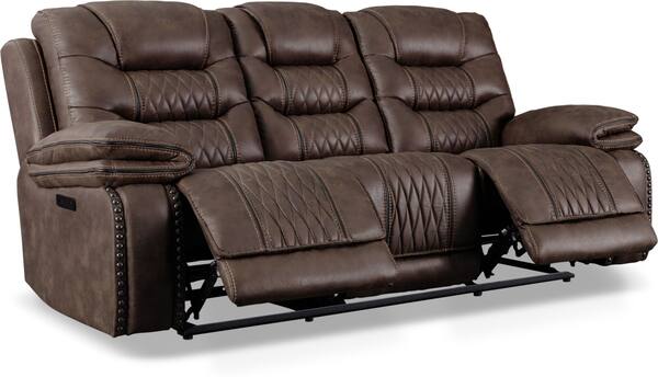 Sorrento Dual-Power Reclining Sofa - Brown | Value City Furniture