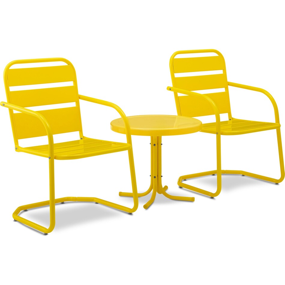 Wallace Set of 2 Outdoor Chairs and Side Table - Yellow | Value City ...