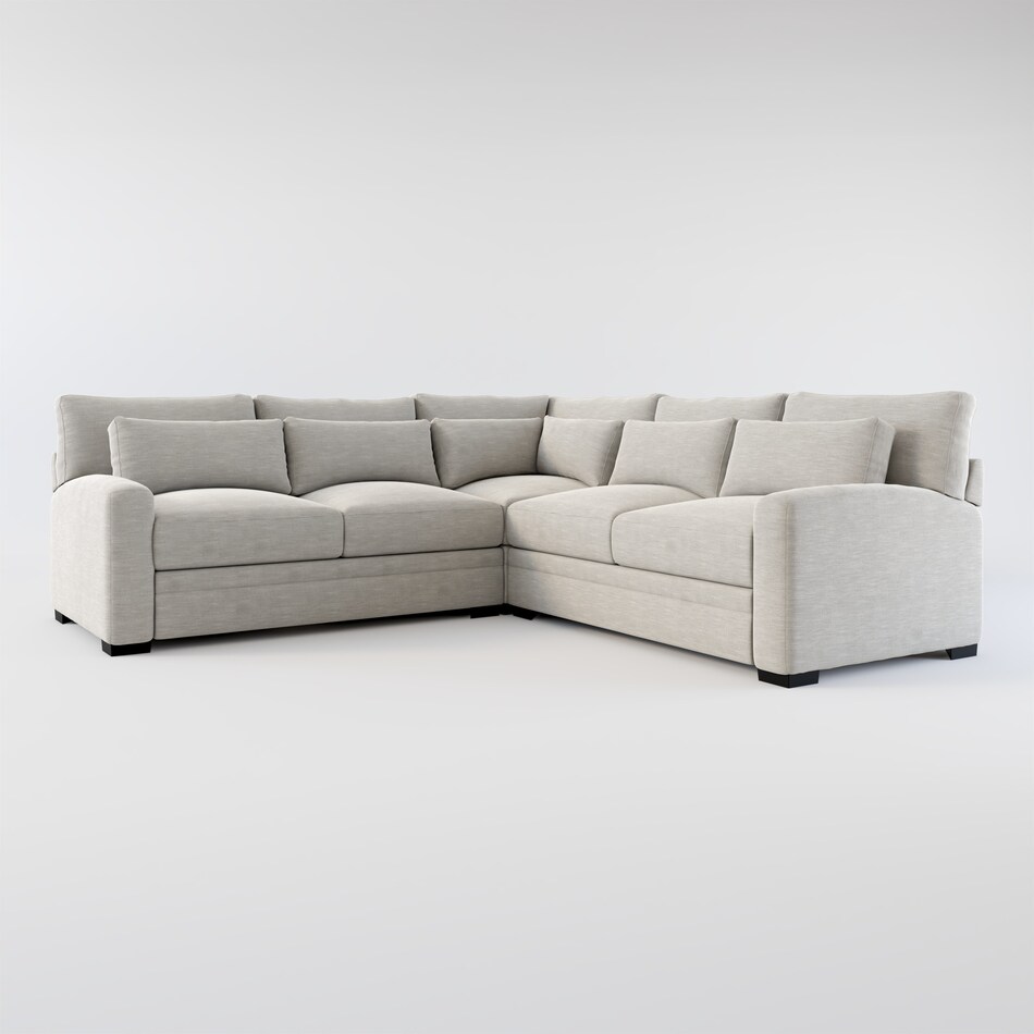 Winston Foam Comfort 3-Piece Sectional - Victory Smoke | Value City ...